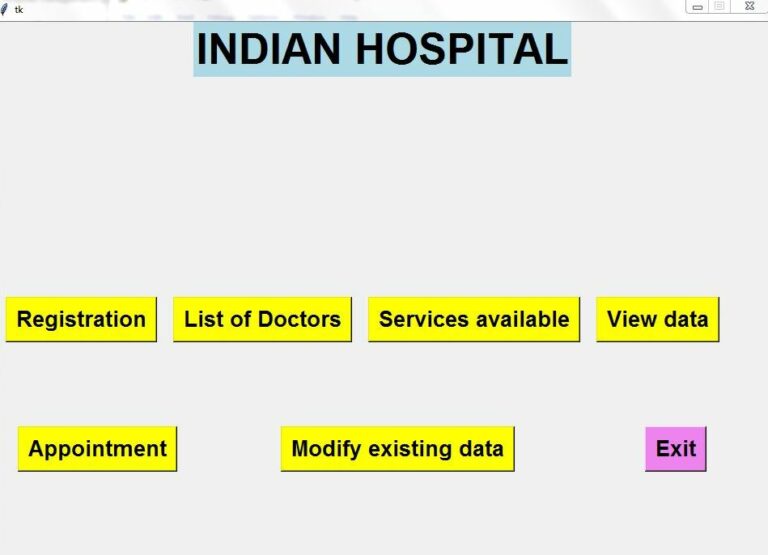 Hospital Management System Using Mysql Connectivity And Tkinter Gui Python Project Cbse Python
