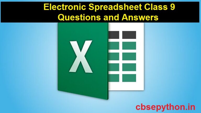 Electronic Spreadsheet Class 9 Questions and Answers (NCERT) CBSE Python
